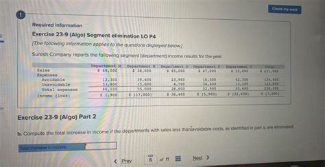 Solved Required Information Exercise 23 9 Algo Segment Chegg