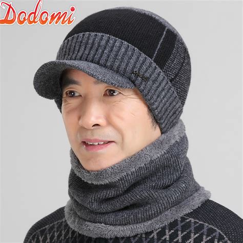 中老年帽子男冬季毛线帽爸爸帽羊毛保暖老人帽加绒加厚针织帽护耳 dodomi旗舰店