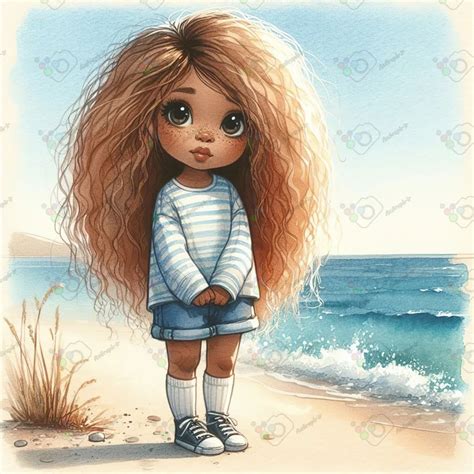 بک گراند کودکانه دختر کوچولوی مو وزوزی در ساحل کد 41425ویژه عکس گراف