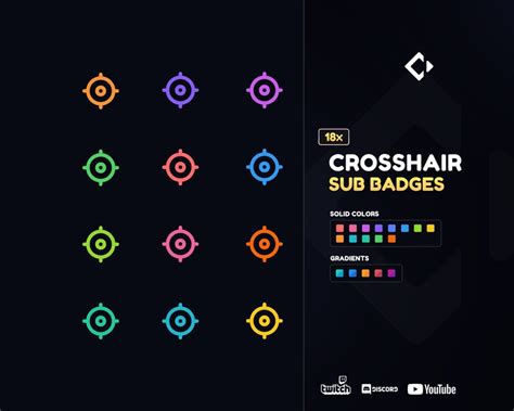 Twitch Crosshair Sub Badges 18 Badges Crosshair Solid And Gradient Colors Twitch Discord