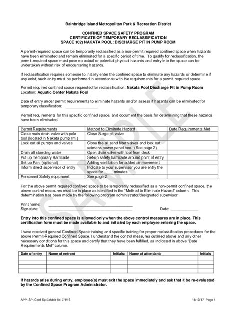 Fillable Online Non Permit Space Reclassification Worksheet Fax Email