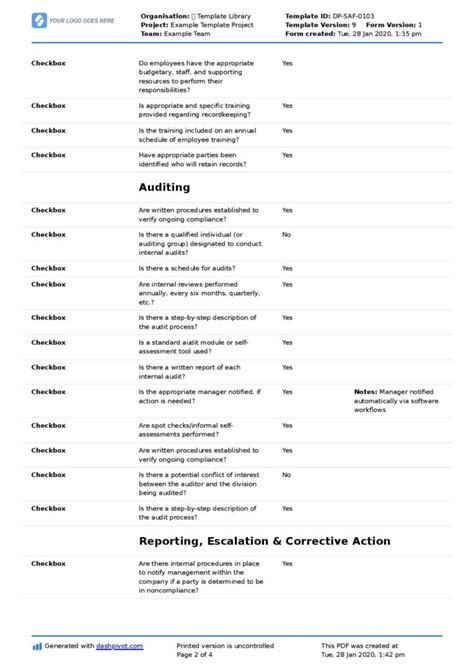 Operational Readiness Template Use To Checklist Plan And Review Statement Of Readiness Template