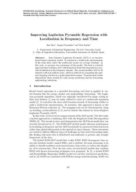 Pdf Improving Laplacian Pyramids Regression With Localization In Frequency And Time