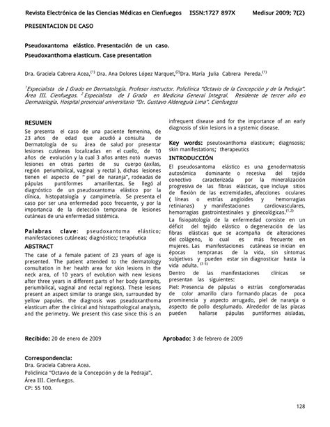 Pdf Pseudoxanthoma Elasticum Case Presentation Pseudoxantoma Elástico Presentación De Un Caso