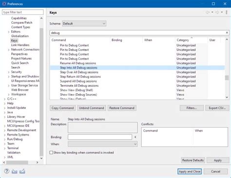 Configure Hidden And Internal Shortcuts In Eclipse Mcu On Eclipse