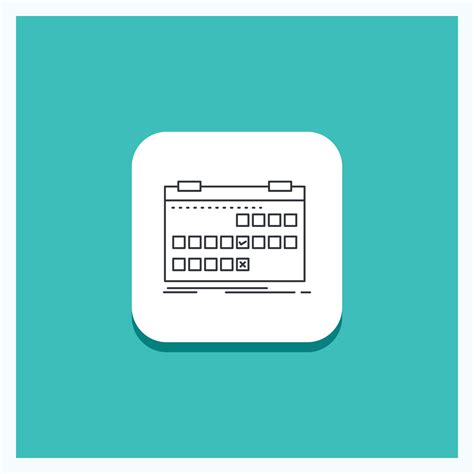 Round Button For Calendar Date Event Release Schedule Line Icon Turquoise Background