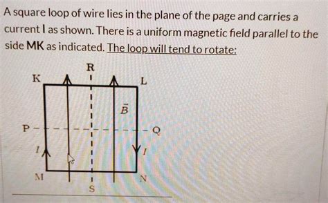 a square loop of wire lies in the plane of the page and carries a