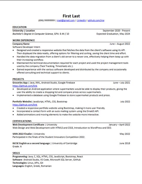 aspiring software developer looking to get some internships any