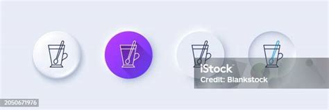 숟가락 라인 아이콘이 있는 컵입니다 신선한 음료 표시입니다 선 아이콘 벡터 0명에 대한 스톡 벡터 아트 및 기타 이미지 0명 3차원 형태 고급 Istock