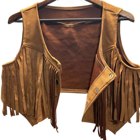 Brown Cropped Fringe Vest Faux Suede Womens Mercari