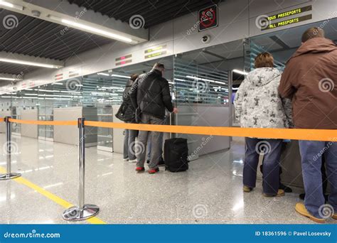 Passport Control At The Airport Editorial Photo Image Of Metal Line
