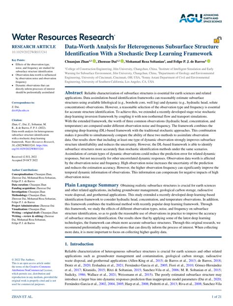 Pdf Data‐worth Analysis For Heterogeneous Subsurface Structure