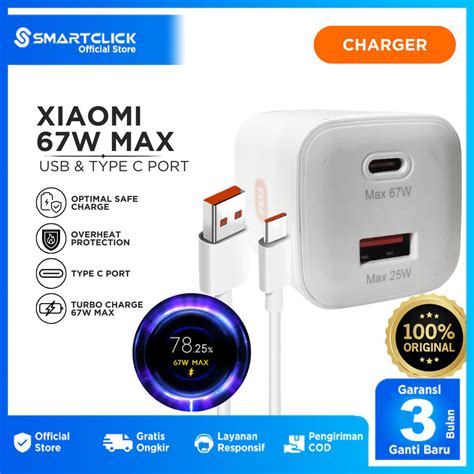 Jual Charger Xiaomi 67W Max Dual Port USB Type C Fast Charging USB Port Original 100 Shopee