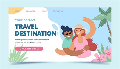 여행 목적지 여름 랜딩 페이지 사진을 찍기 위해 미소 짓는 행복한 커플 개념 벡터 일러스트 레이 션 6월에 대한 스톡 벡터 아트 및 기타 이미지 Istock