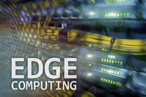 Edge Computing Internet And Modern Technology Concept On Modern Server Room Background