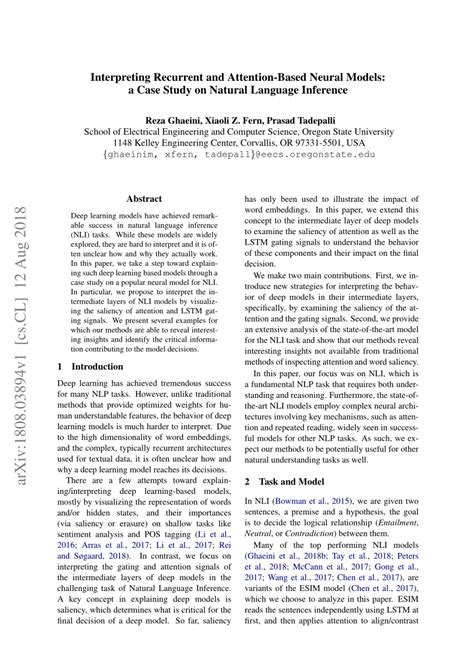 pdf interpreting recurrent and attention based neural models a case