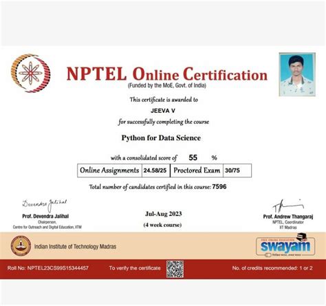 Python Datascience Nptel Iitmadras Swayam Onlinelearning Jeeva V