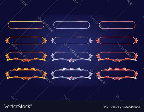 Cartoon Set Of Medieval Frames For Game Ui Design Vector Image