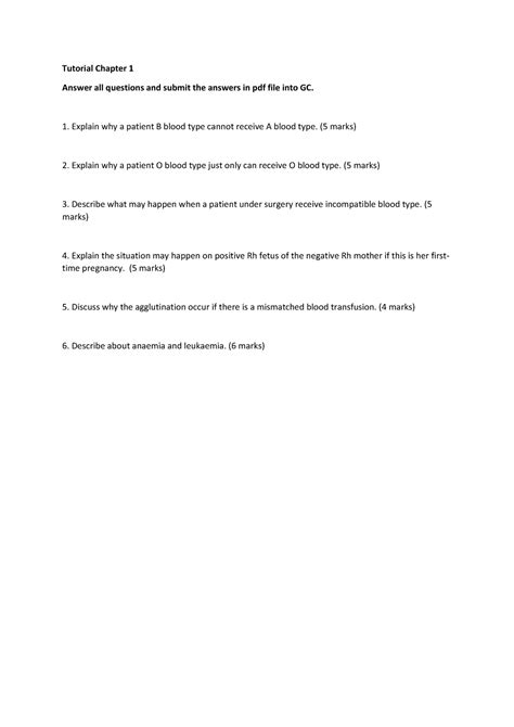 Tutorial Chapter BIO Tutorial Chapter Answer All Questions And Submit The Answers In