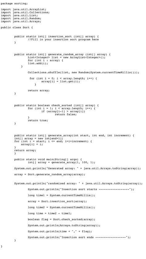 Solved 1 ﻿implement The Insertion Sort Algorithmhint Use