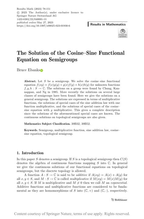 The Solution Of The Cosinesine Functional Equation On Semigroups