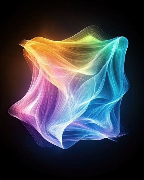 Softly Illuminated Tesseract Projection Visualizing Multidimensional Space Layers At Night Stock