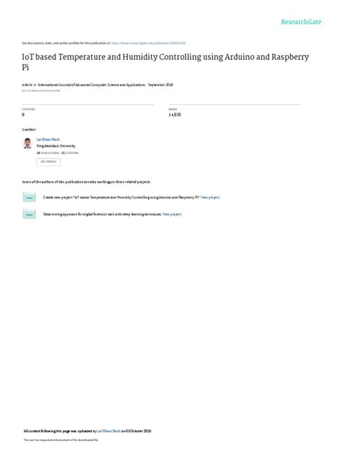 iot based temperature and humidity controlling using arduino and raspberry pi pdf internet