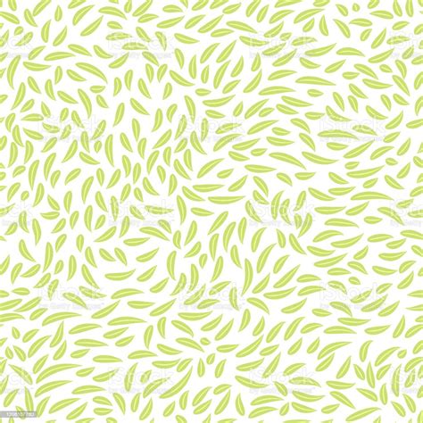 간단한 밝은 녹색 잎 벡터 원활한 패턴 봄 반복 배경 섬유 페인트 패브릭 스와이트 포장지 연속 의류 인쇄 카드 표지 페이지 배너용 디자인 요소 0명에 대한 스톡 벡터 아트