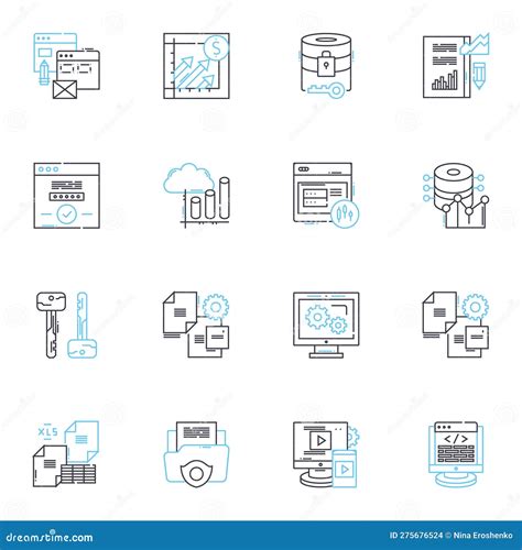 digital safeguards linear icons set encryption firewall password