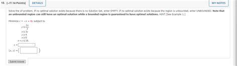solved solve the lp problem if no optimal solution exists