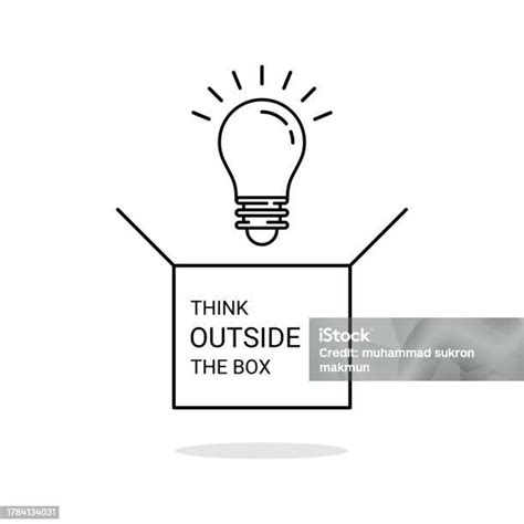 얇은 선은 상자 아이콘 밖에서 생각하십시오 플랫 심플 트렌드 현대 선형 패키지 로고 타입 그래픽 선화 디자인 흰색 배경에