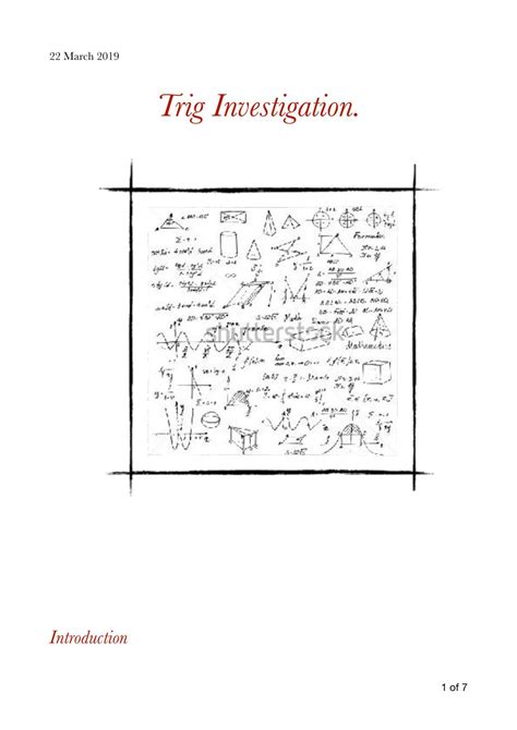 Trig Investigation Specialist Mathematics Year 11 Sace Thinkswap