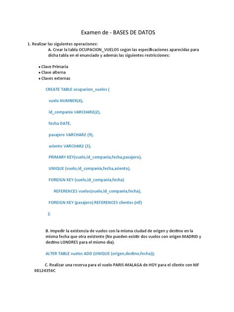 Examen De Sql Pdf