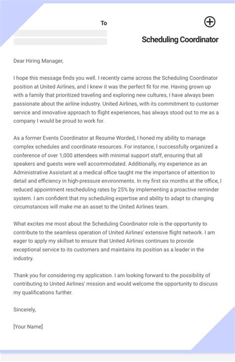 14 Scheduling Coordinator Cover Letter Examples Plus Recruiter