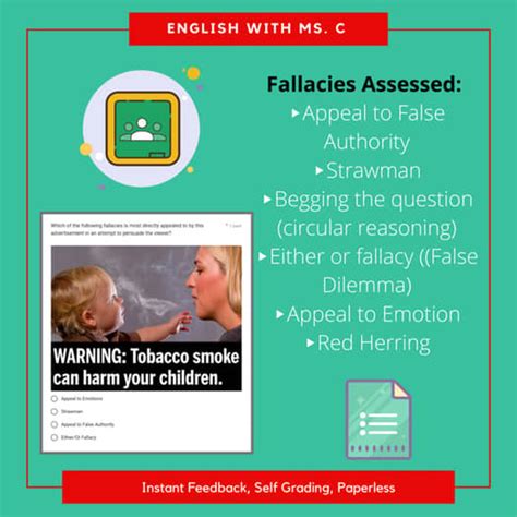 Ready To Use Logical Fallacies Quiz Self Grading Quiz Tpt