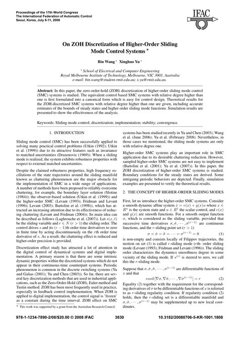Pdf Zoh Discretization Effect On Higher Order Sliding Mode Control Systems