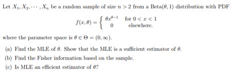solved let x1 x2 ⋯ xn be a random sample of size n 2 from a