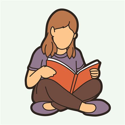 A Girl Sitting And Reading A Book 5227159 Vector Art At Vecteezy