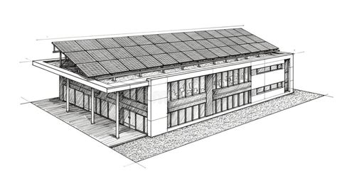 Modern Architectural Design Of A Rectangular Building Featuring A Flat Roof With An Stock