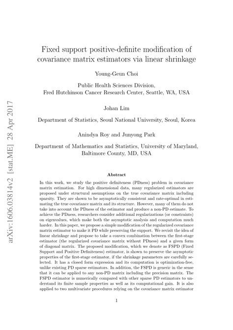 Pdf Positive Definite Modification Of Covariance Matrix Estimators Via Linear Shrinkage