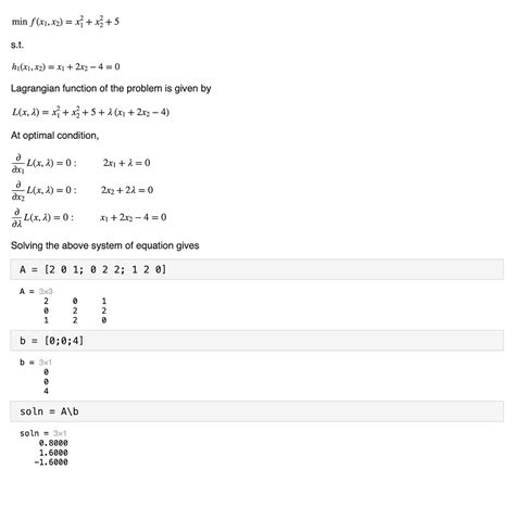 Solving Nonlinear Constrained Optimization Part Equality Constraint