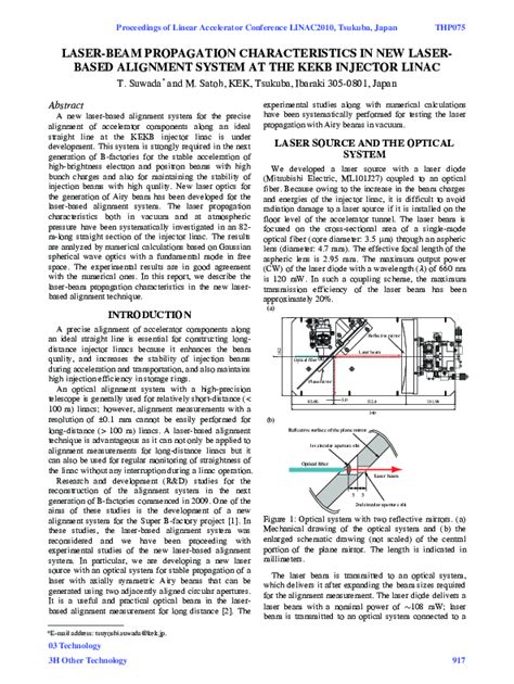 Pdf Laser Beam Propagation Characteristics In New Laser Based Alignment System At The Kekb