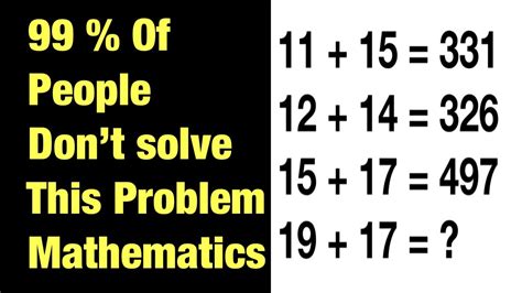 Can You Solve It Puzzle Mathematics 99 Percent Of People Dont Solve This Problem Mathematics