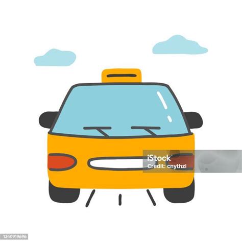 택시 만화 스타일 아이콘 다채로운 심볼 벡터 일러스트레이션 0명에 대한 스톡 벡터 아트 및 기타 이미지 0명 개념 거리