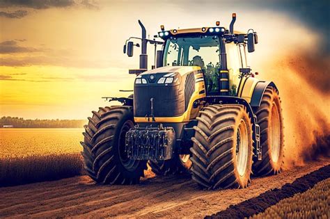 Premium Photo Modern Agricultural Tractor With Large Wheels Drives