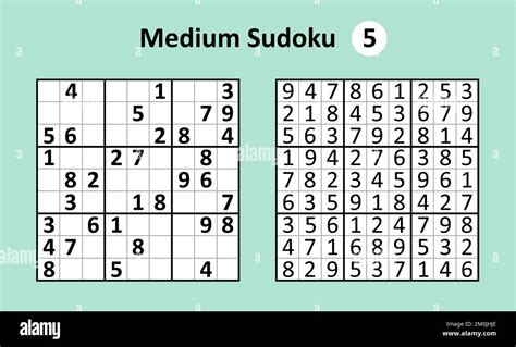 Sudoku Game With Answers Medium Complexity Simple Vector Stock Vector
