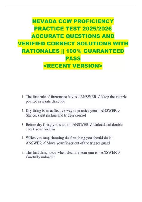 Nevada Ccw Proficiency Practice Test 20252026 Accurate Questions And