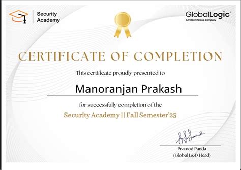 Manoranjan Prakash On Linkedin Successfully Completed The 23 Fall Semester From Gl Security