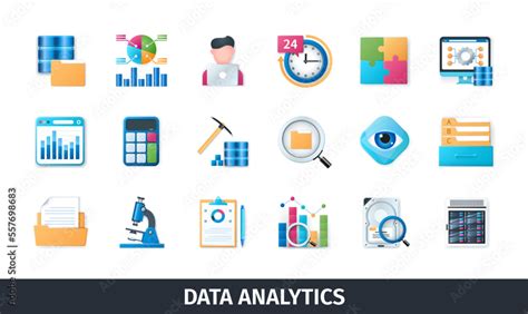Data Analytics 3d Vector Icon Set Data Analysis Documents File Organization Server