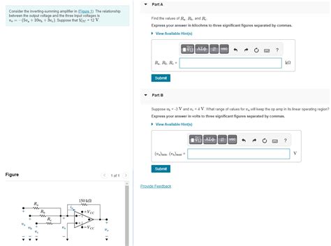 Solved Consider The Inverting Summing Amplifier In Figure